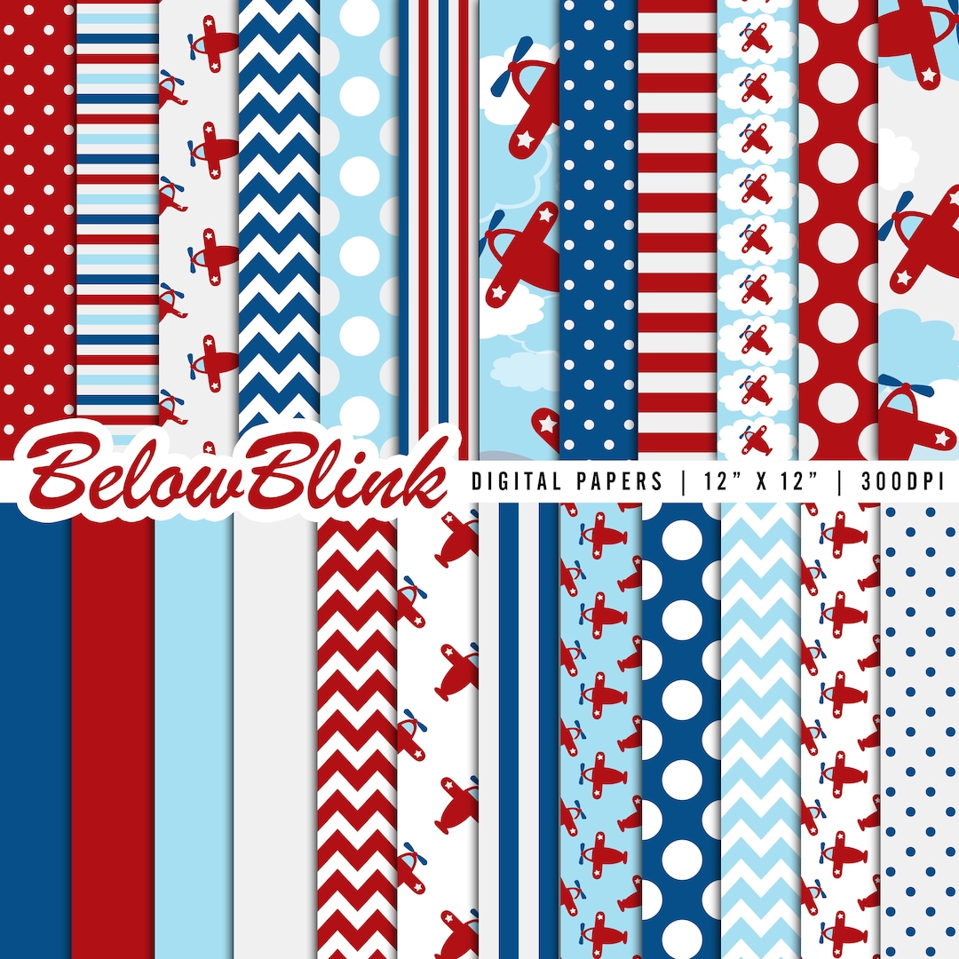 Airplane Digital Paper, Airplane Scrapbook Papers, Airplane Wallpaper ...