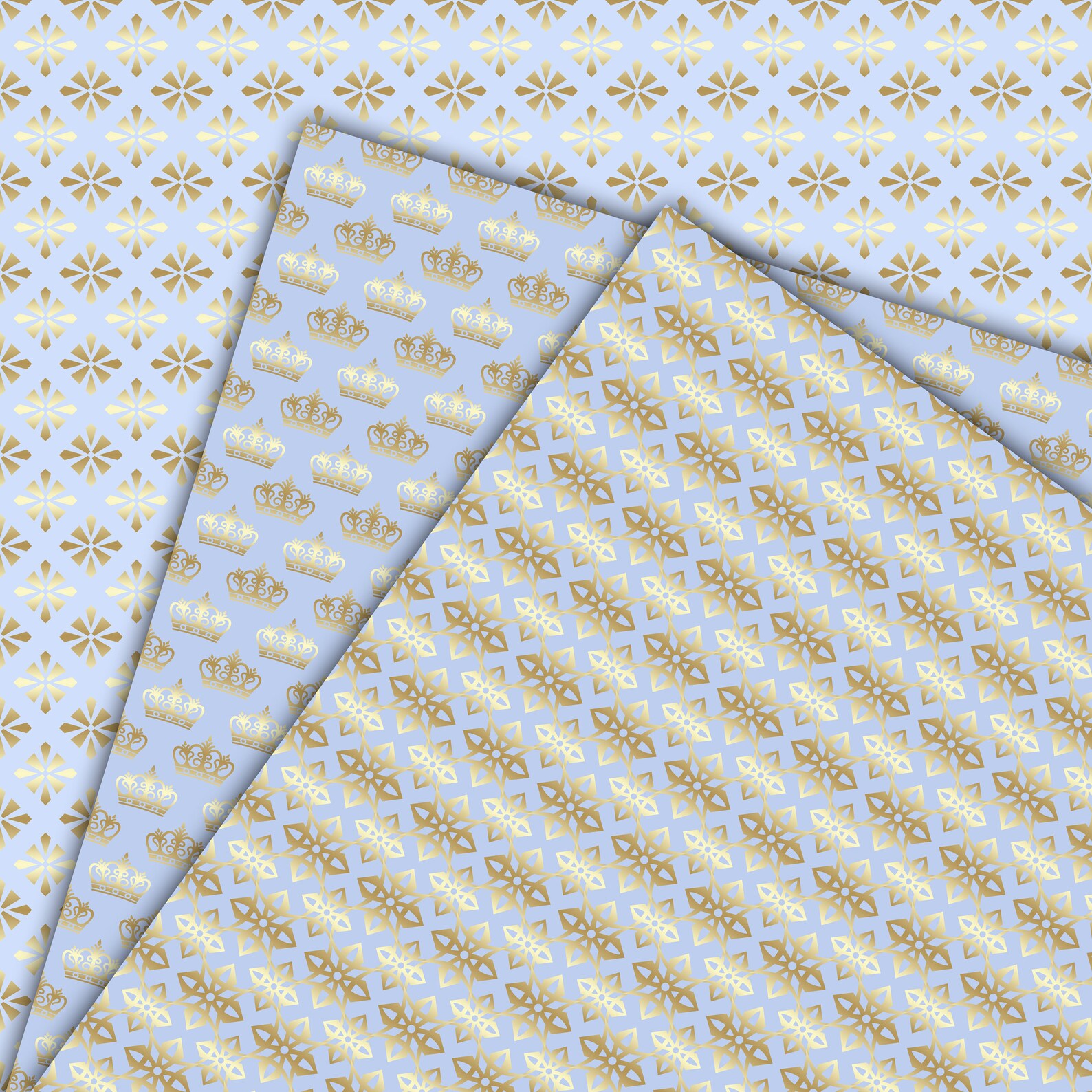 Baby Blue and Gold Scrapbook Papers Gold Digital Paper | Etsy