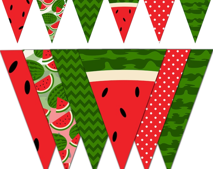 Watermelon Bunting, Crochet Watermelon Bunting, Watermelon Garland ...