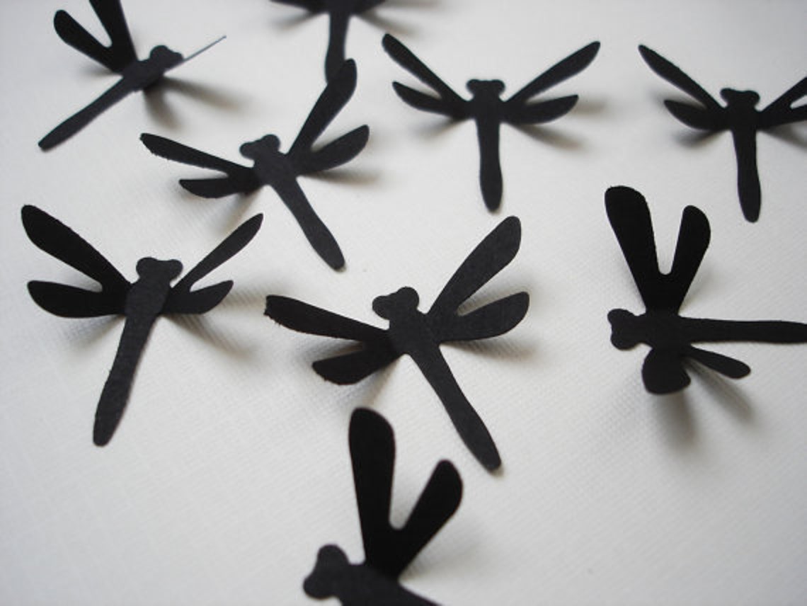 100 Black Dragonfly Punch Die Cut Cutout Confetti Scrapbooking | Etsy
