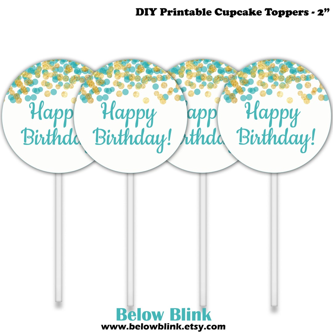 Happy Birthday Cupcake Toppers, Printable Party Circles, Favor Tags ...