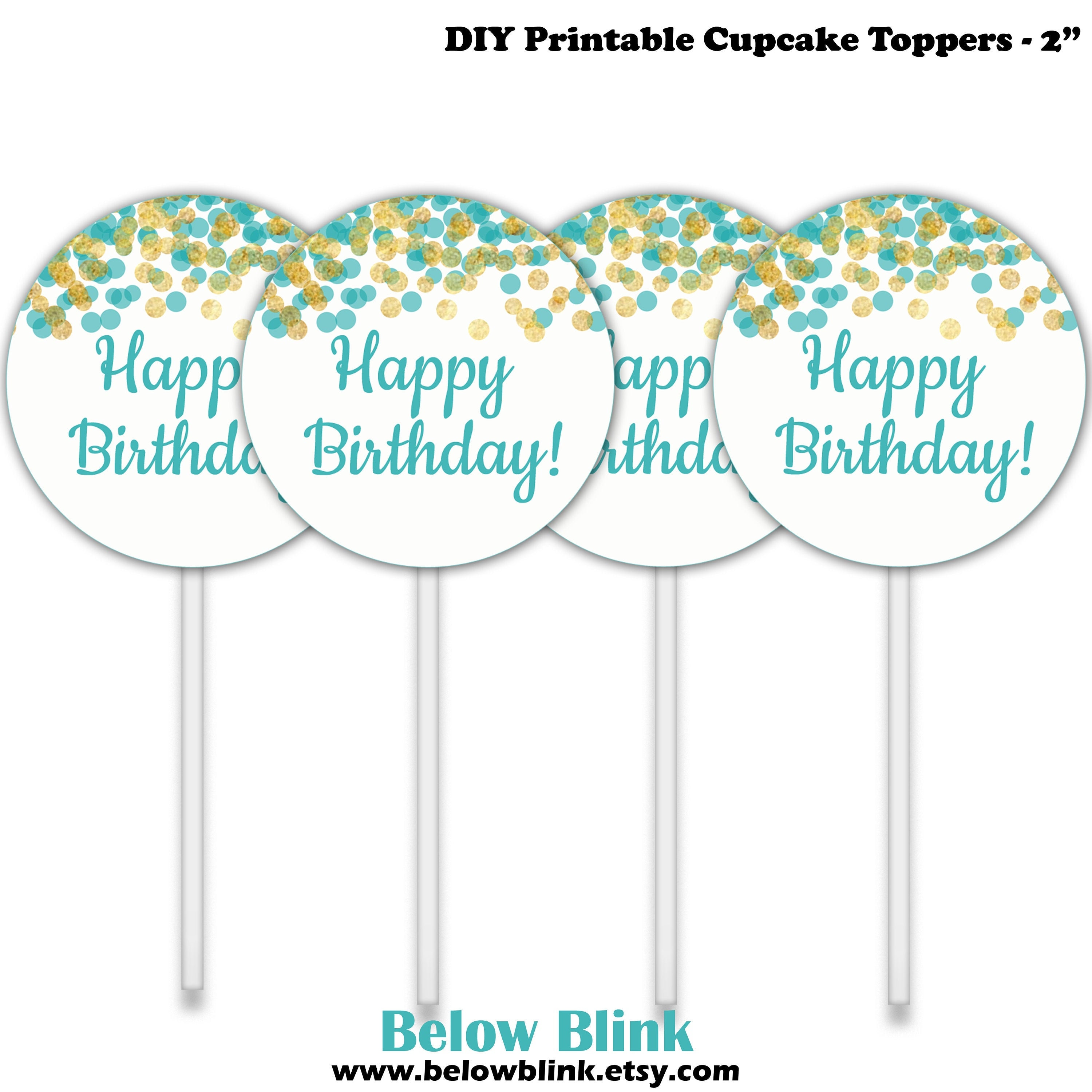 Happy Birthday Cupcake Toppers Printable Party Circles Favor - Etsy