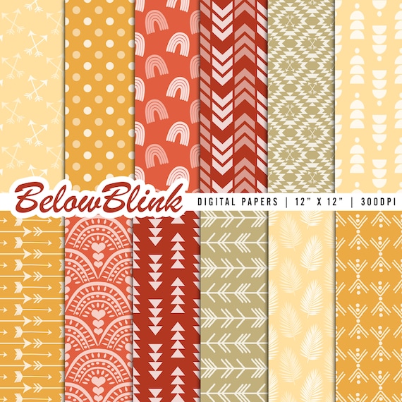 Boho Digital Paper, Seamless Backgrounds, Bohemian Scrapbook Paper ...