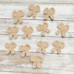 12 Pcs. Handmade Crochet Buff Bow Appliques, 2" Crochet Bows, DIY ...