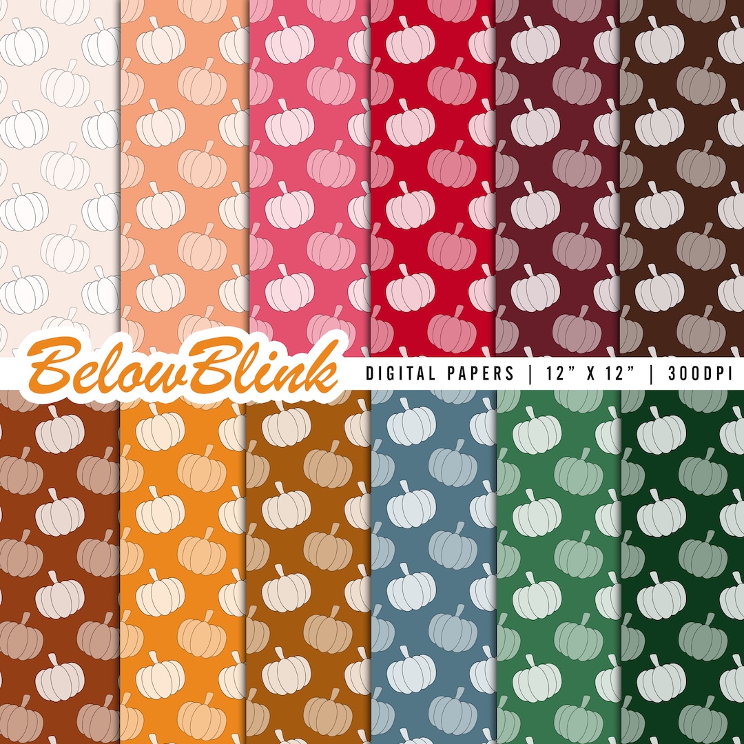 Thanksgiving Pumpkins Digital Paper, Seamless Backgrounds, Fall ...