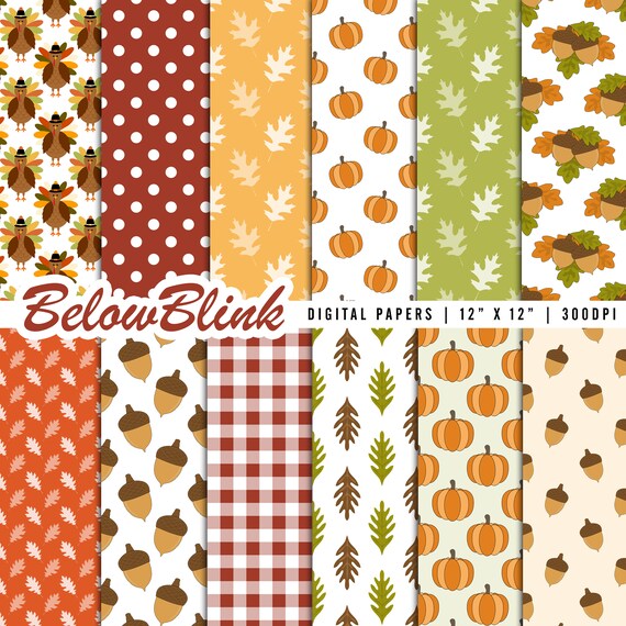 Thanksgiving Digital Paper, Seamless Backgrounds, Fall Scrapbook Paper ...