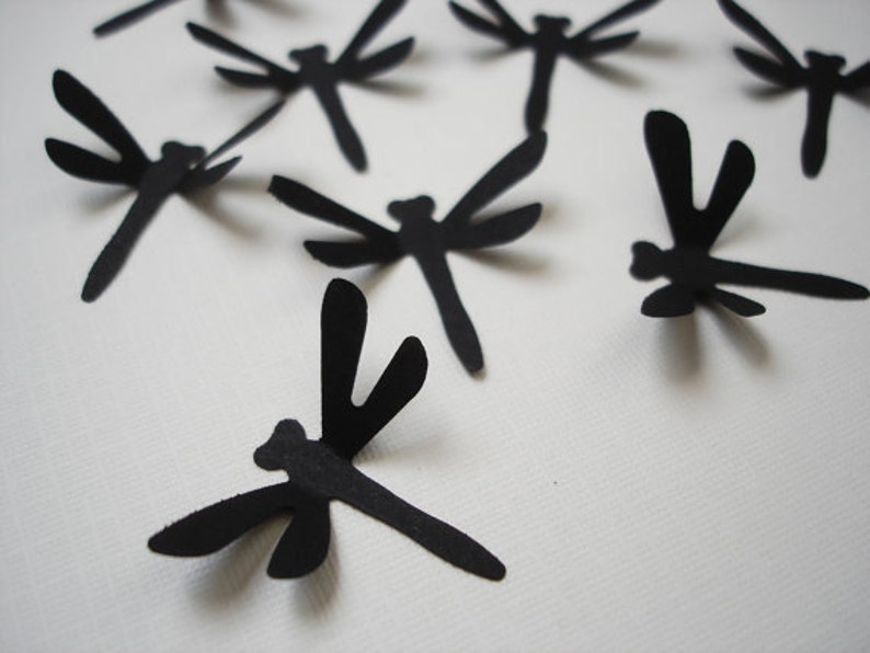 100 Black Dragonfly Punch Die Cut Cutout Confetti Scrapbooking | Etsy