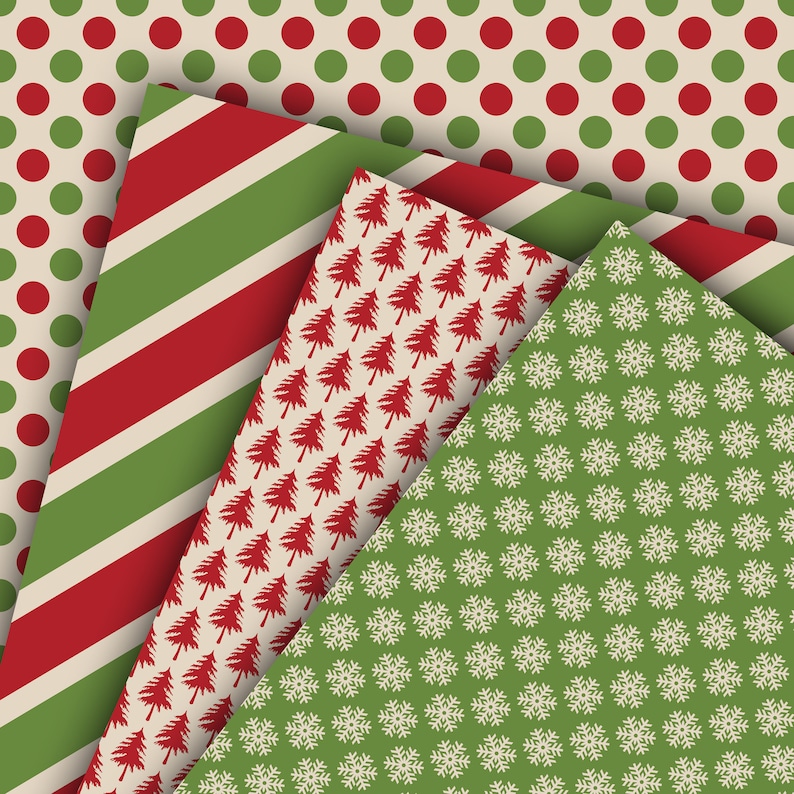 Christmas Digital Paper Holiday Papers Scrapbook Papers - Etsy