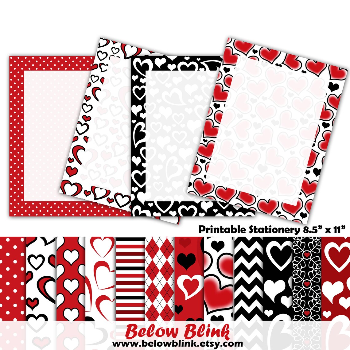 Valentine's Day Stationery Writing Paper Printable Journal Pages 8.5 X ...