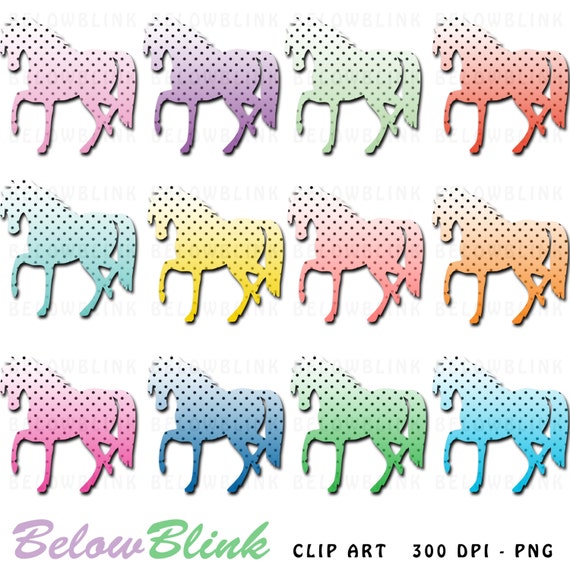 Ombre Polka Dot Horse Clipart Clip Art Digital Scrapbooking Commercial ...