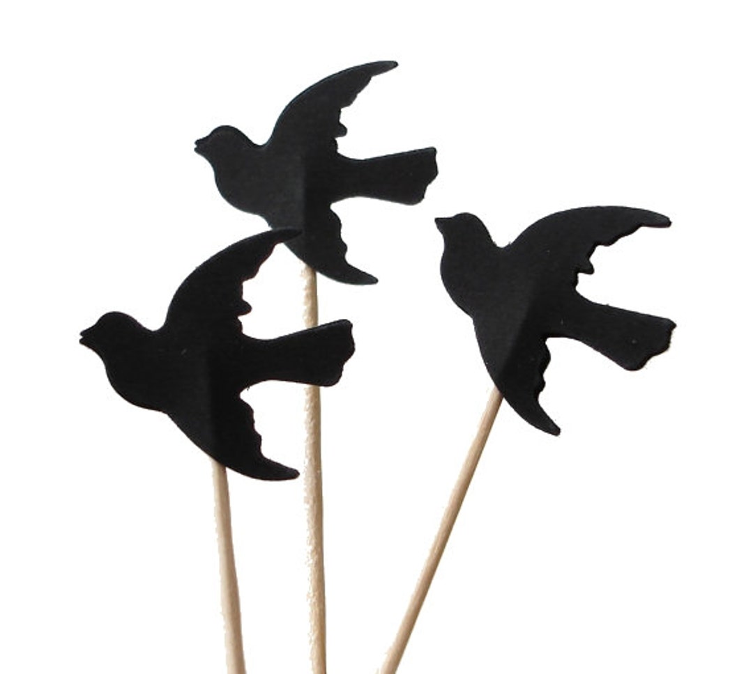 Elegant Black Bird Dove Cupcake Toppers 24CT - Party Picks for Cupcakes ...