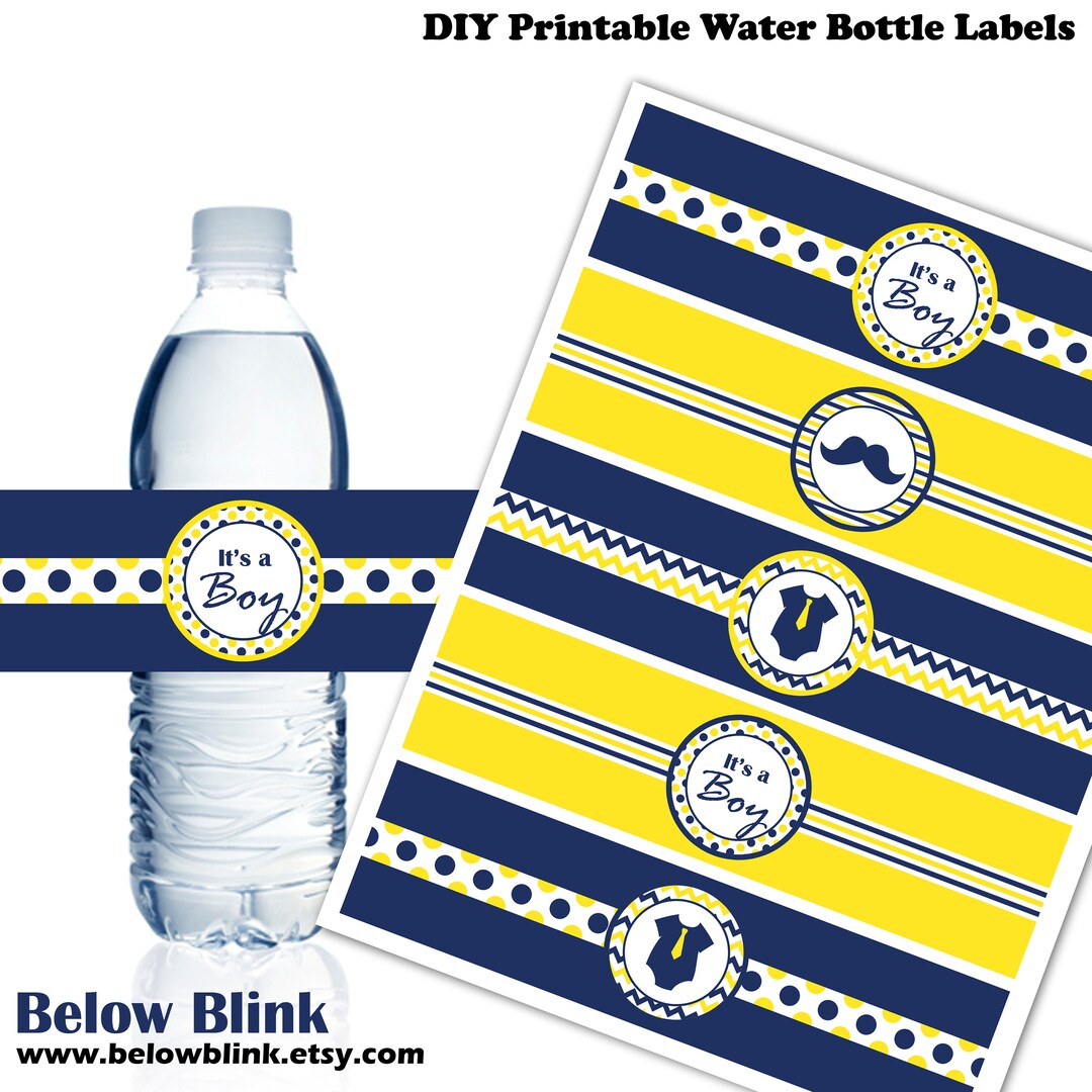 It's a Boy Water Bottle Labels, Printable Water Bottle Labels, Baby ...