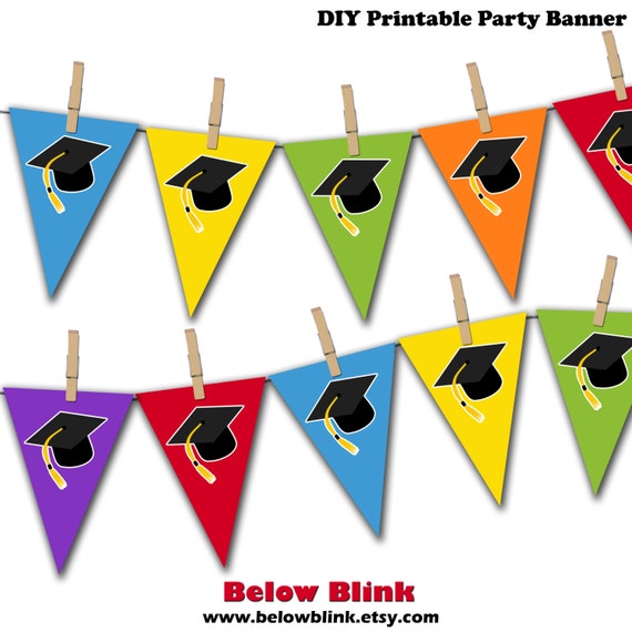 Graduation Banner, Congrats Grad Printable Banner, Pennant Banner ...