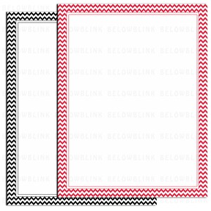 Border Chevron Digital Paper, Bordered Paper, Stationery, Invitations ...