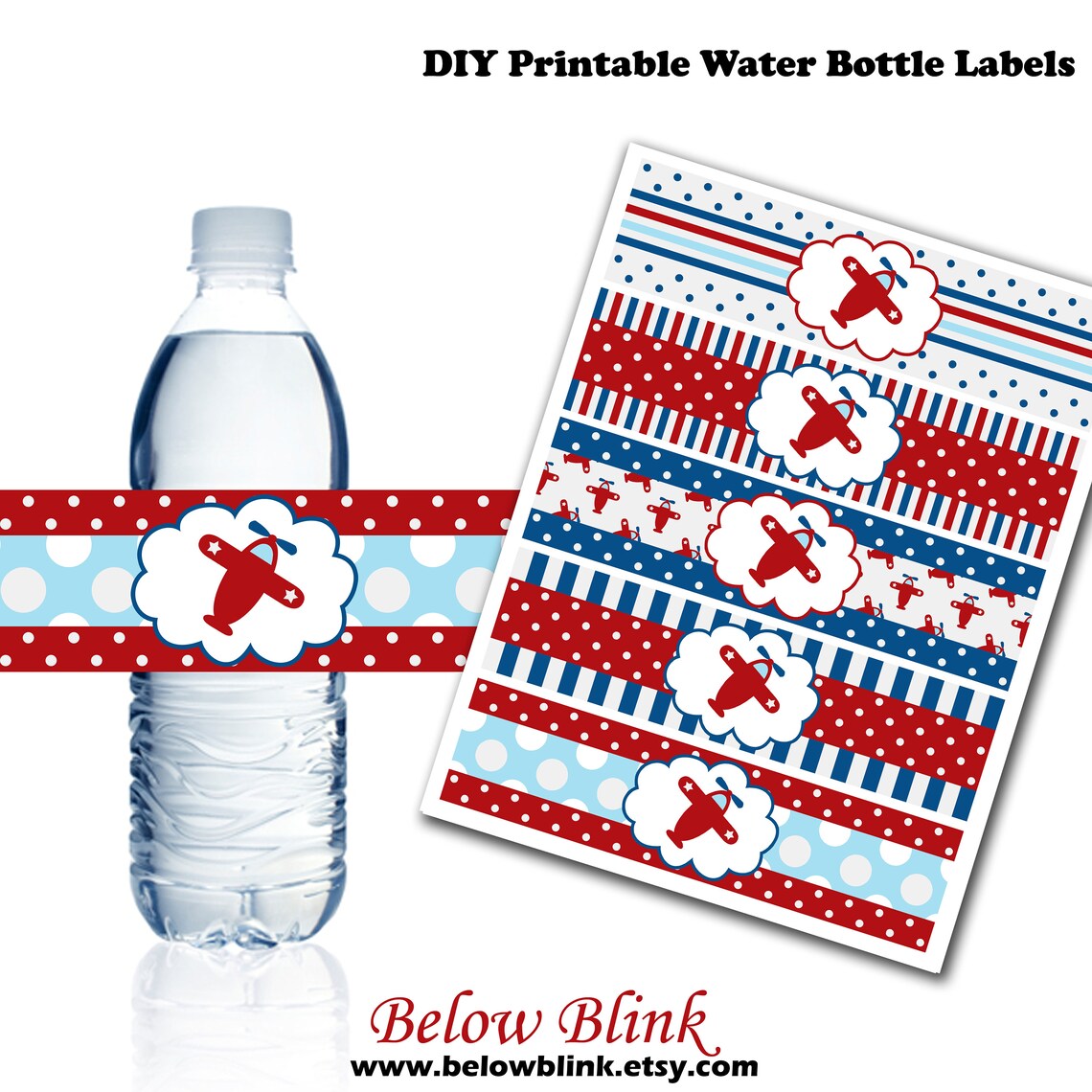 Airplane Water Bottle Labels Printable Water Bottle Labels - Etsy