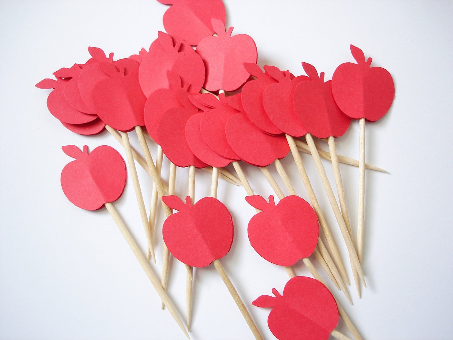 24 Red Apple Cupcake Toppers Apple Party Decorations A is - Etsy