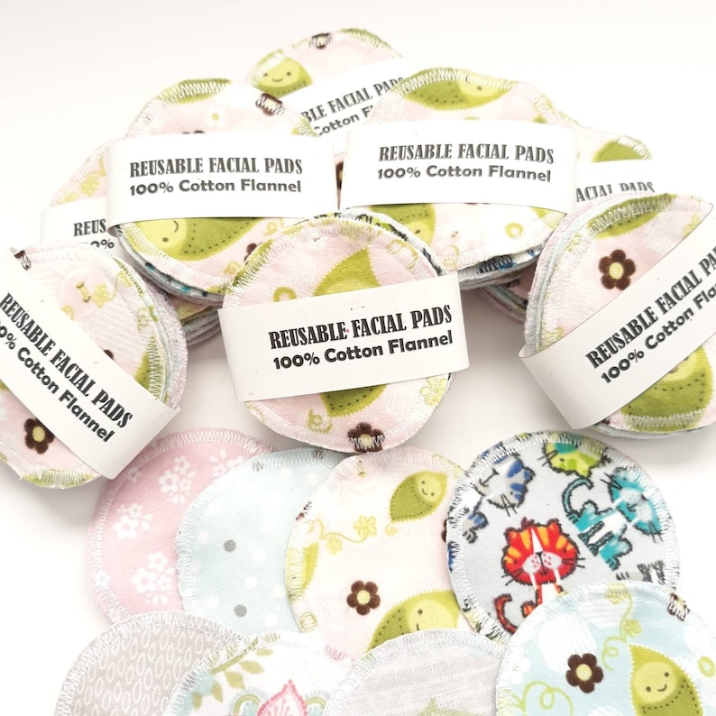 8 Reusable Facial Pads With Finger Pocket, 100% Cotton Flannel ...