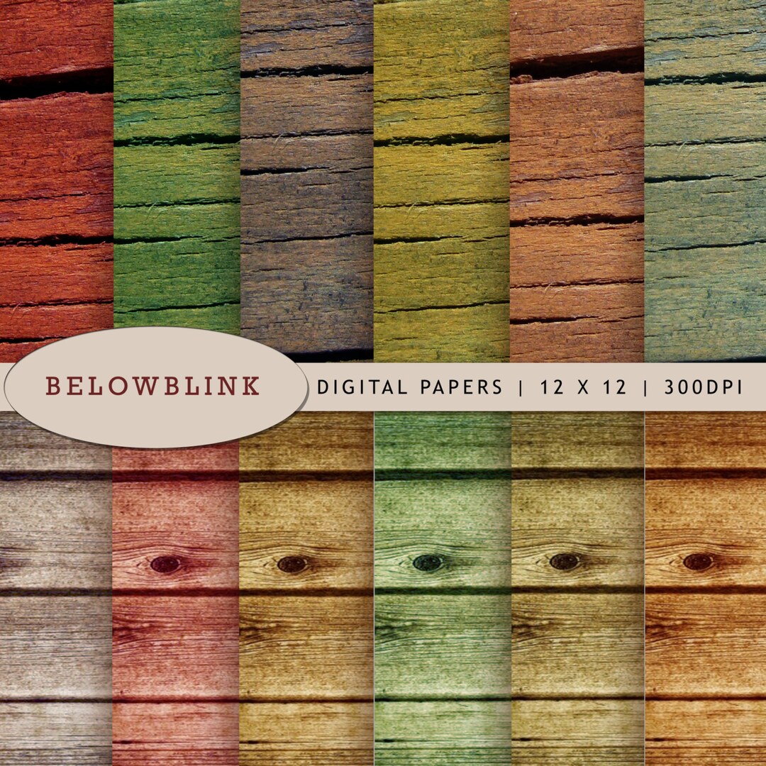 Wood Texture Digital Paper Pack, Scrapbook Papers, 12 Jpg Files 12 X 12 ...