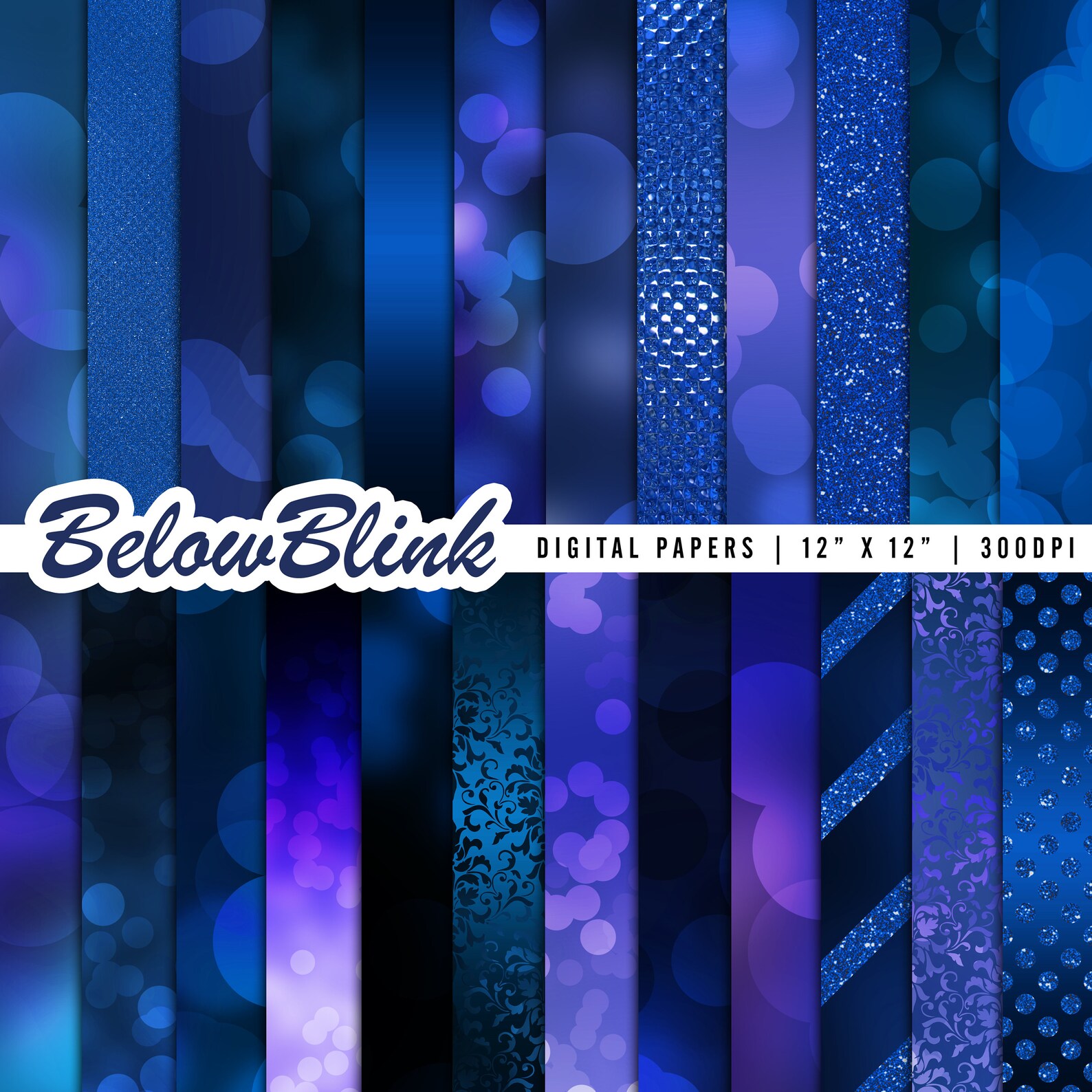 Blue Bokeh Digital Paper, Glitter Scrapbook Paper (digital Download) - Etsy
