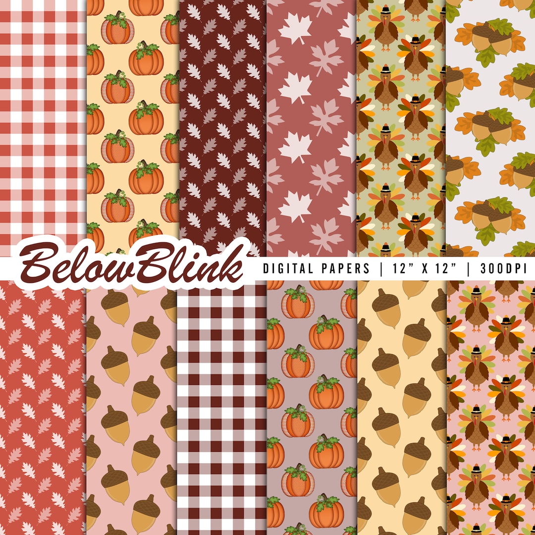 Thanksgiving Digital Paper, Seamless Backgrounds, Scrapbook Paper ...