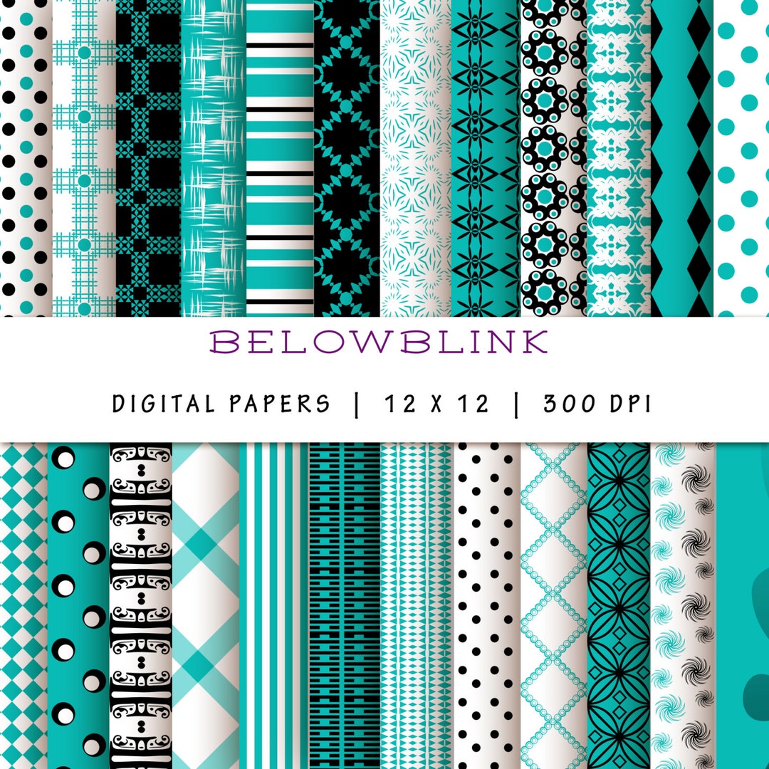 Blue and Black Digital Paper Pack, Scrapbook Papers, 24 Jpg Files 12 X ...