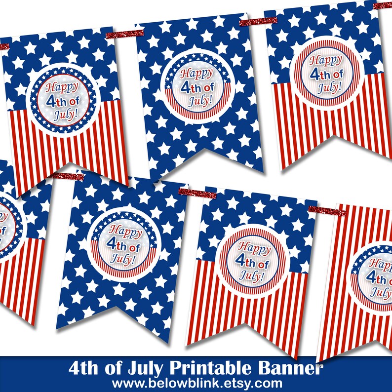 4th of July Printable Banner Independence Day Banner Fourth - Etsy