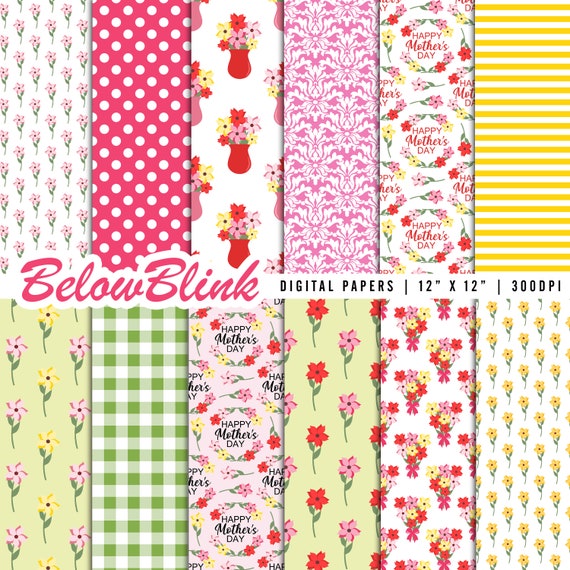 Mother's Day Digital Paper, Seamless Backgrounds, Scrapbook Paper ...