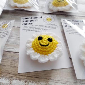 Emotional Support Daisy Pocket Hug, Crochet Amigurumi Flower Plush ...