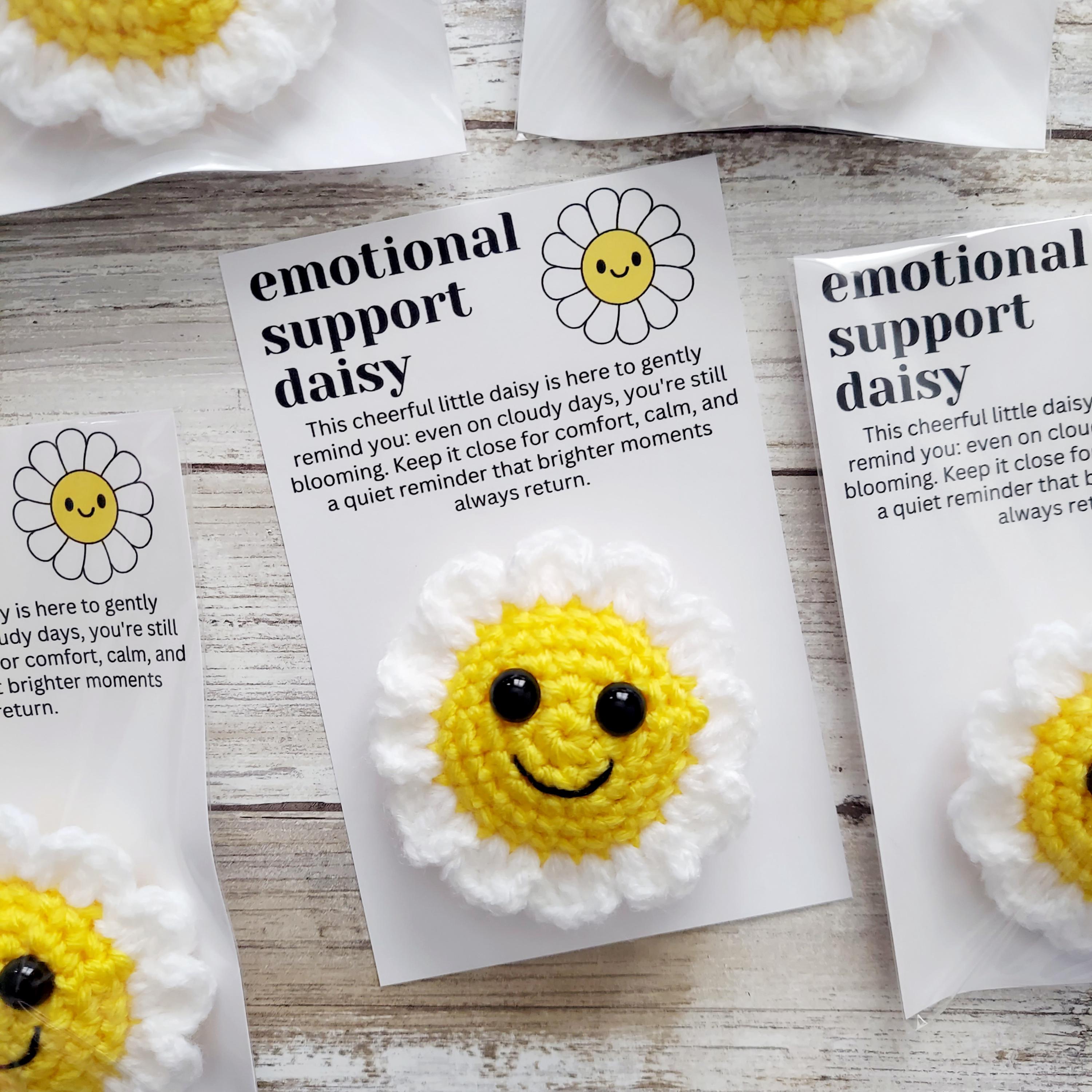 Emotional Support Daisy Pocket Hug, Crochet Amigurumi Flower Plush ...
