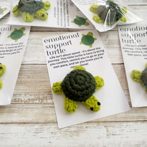 Emotional Support Turtle Pocket Hug, Crochet Amigurumi Toy With ...