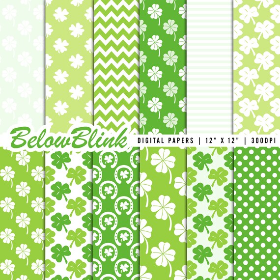 St. Patrick's Day Digital Paper, Seamless Backgrounds, Scrapbook Paper ...