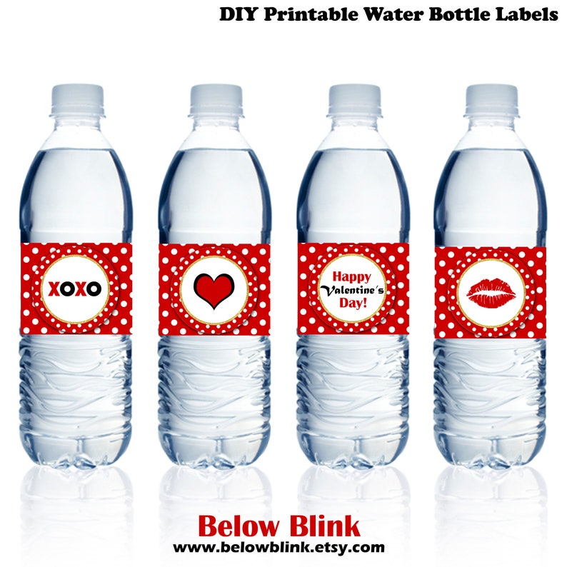 Happy Valentine's Day Water Bottle Labels Printable XOXO - Etsy