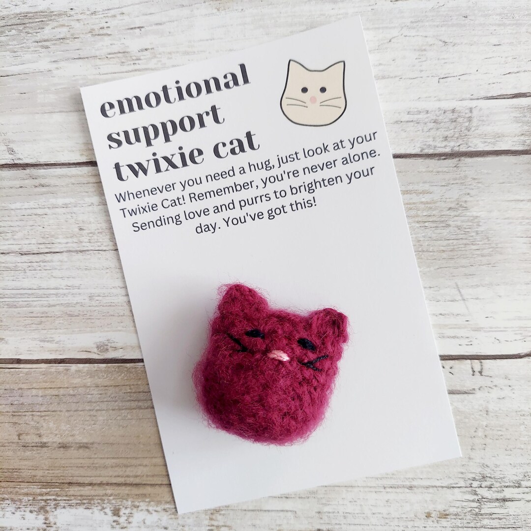 Emotional Support Twixie Cat Pocket Hug Amigurumi Plush With Card, Cat ...