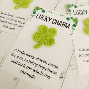 Handmade Crochet Lucky Charm, Pocket Hug 4 Leaf Clover, Good Luck Charm ...