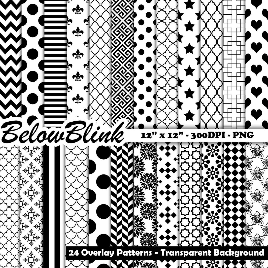 24 PNG Black Overlay Patterns Transparent Background Digital ...