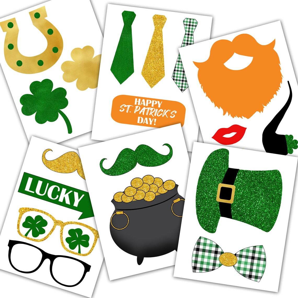 St. Patrick's Day Photo Props, Printable Photo Booth Props, Holiday ...