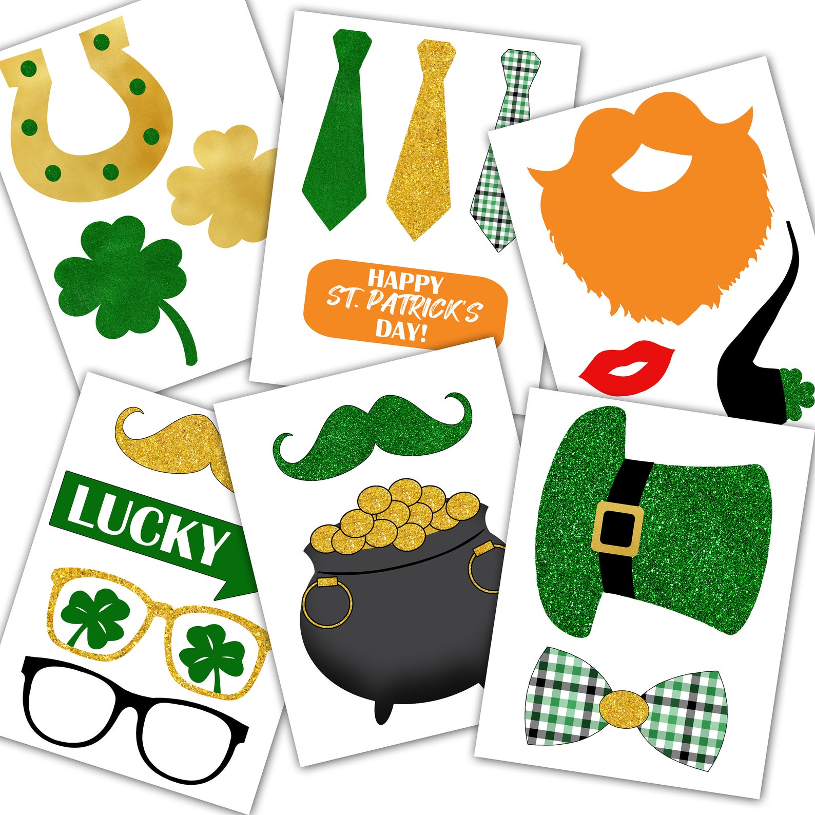 St. Patrick's Day Photo Props, Printable Photo Booth Props, Holiday ...