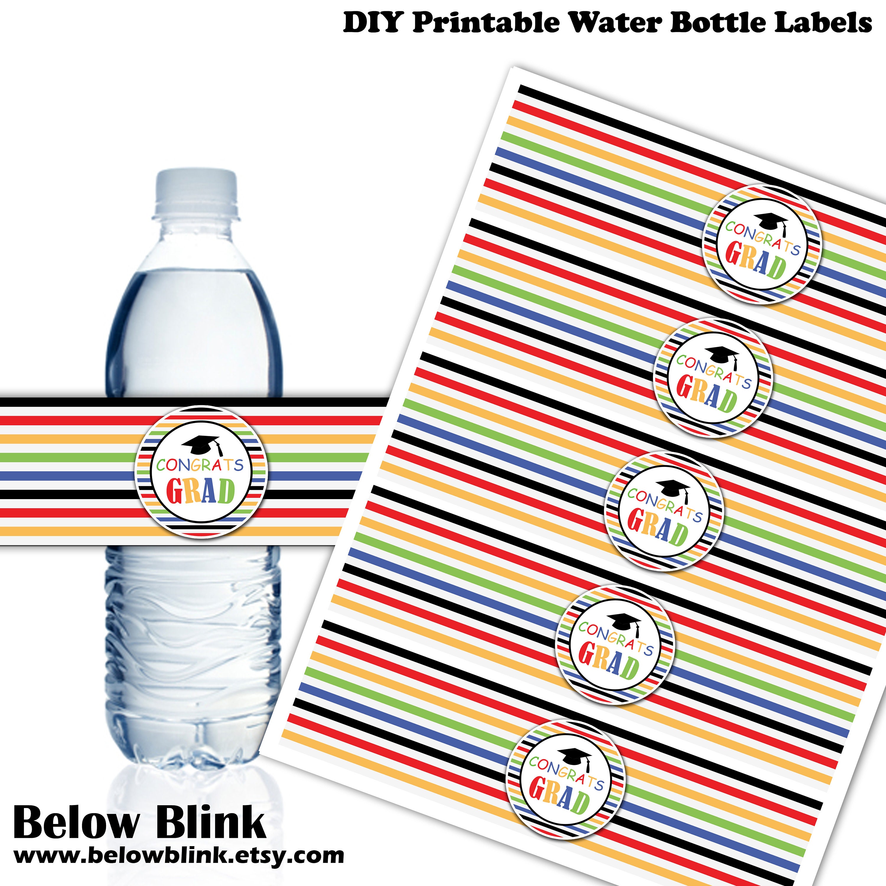 Congrats Grad Water Bottle Labels Printable Water Bottle | Etsy