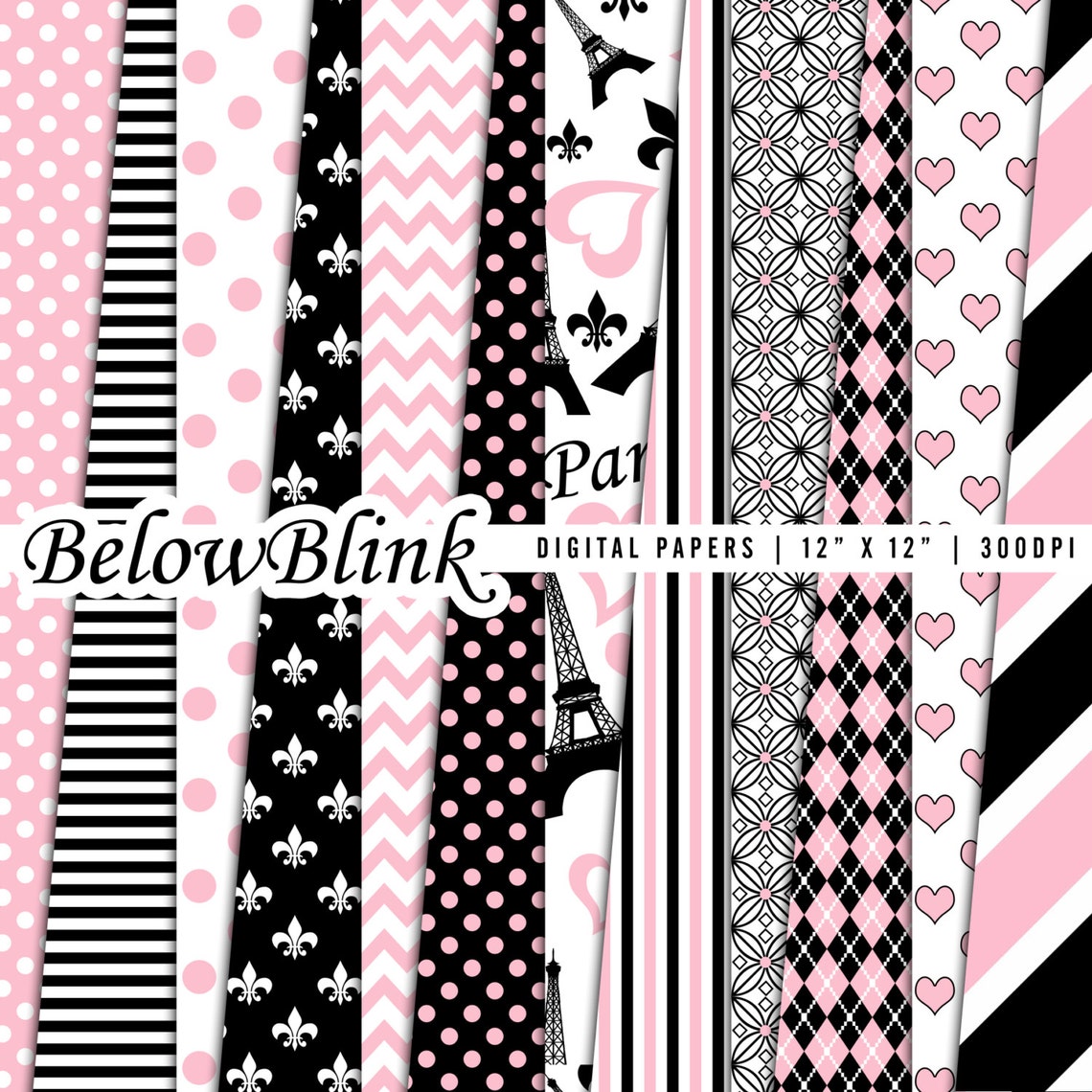 Paris Digital Paper, Scrapbook Papers, Commercial Use, Background ...