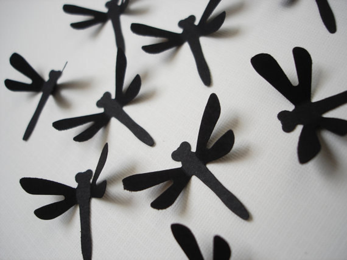 100 Black Dragonfly Punch Die Cut Cutout Confetti Scrapbooking | Etsy