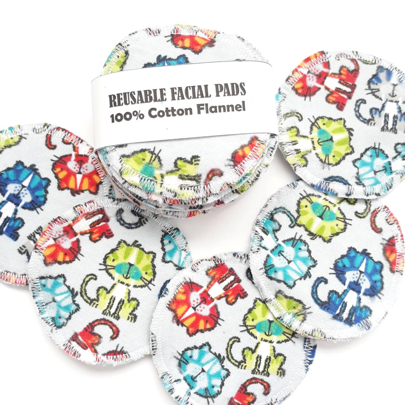 20 Reusable Facial Pads With Finger Pocket, 100% Cotton Flannel ...