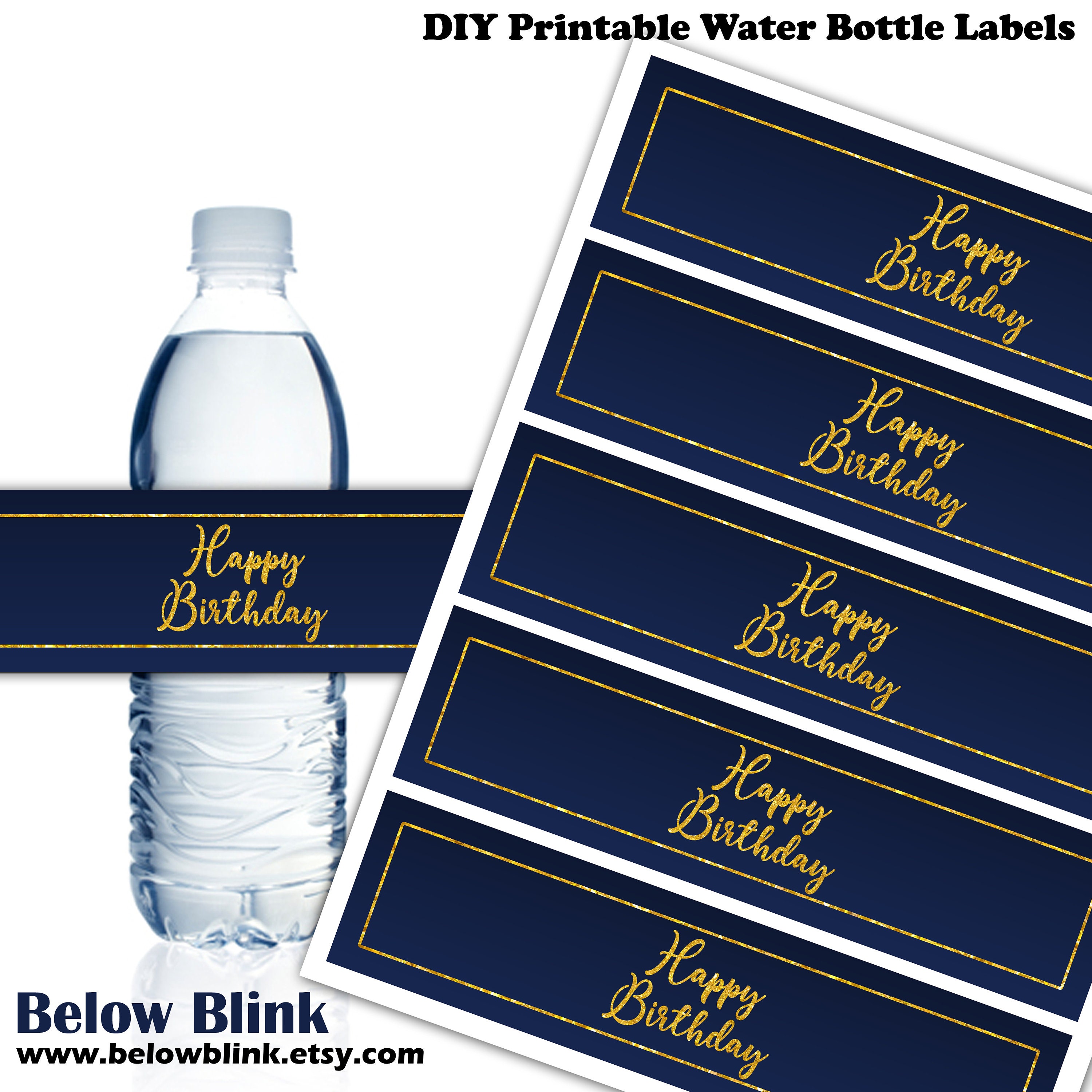 Paper & Party Supplies Editable PDF NB13WI Birthday Water Bottle Labels ...