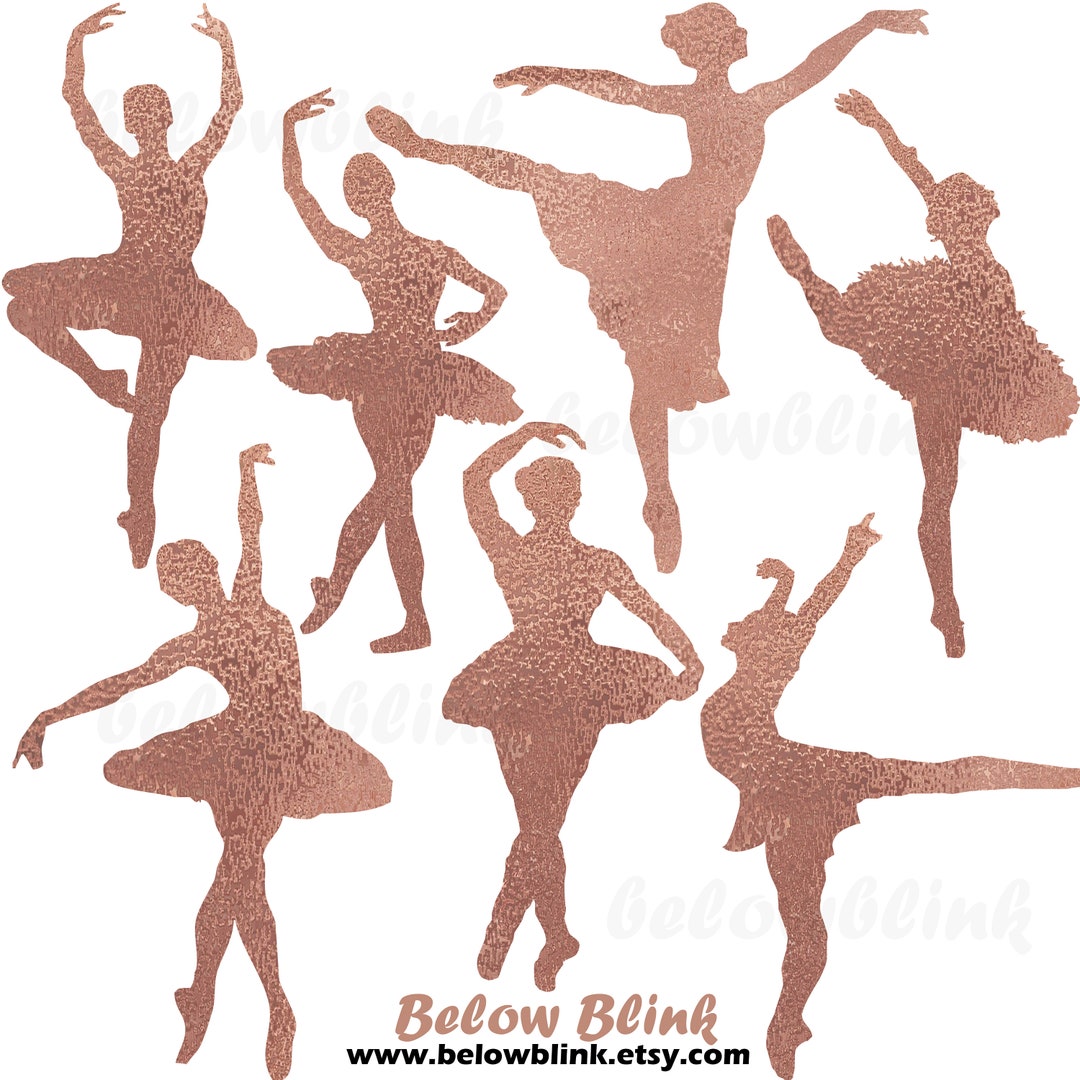 Ballerina Silhouette Clipart Rose Gold Ballerina Clipart - Etsy