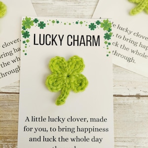 Handmade Crochet Lucky Charm, Pocket Hug 4 Leaf Clover, Good Luck Charm ...