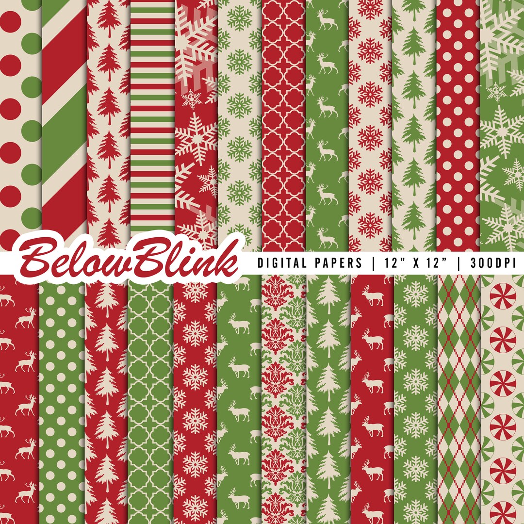 Christmas Digital Paper, Holiday Papers, Scrapbook Papers, Photography ...