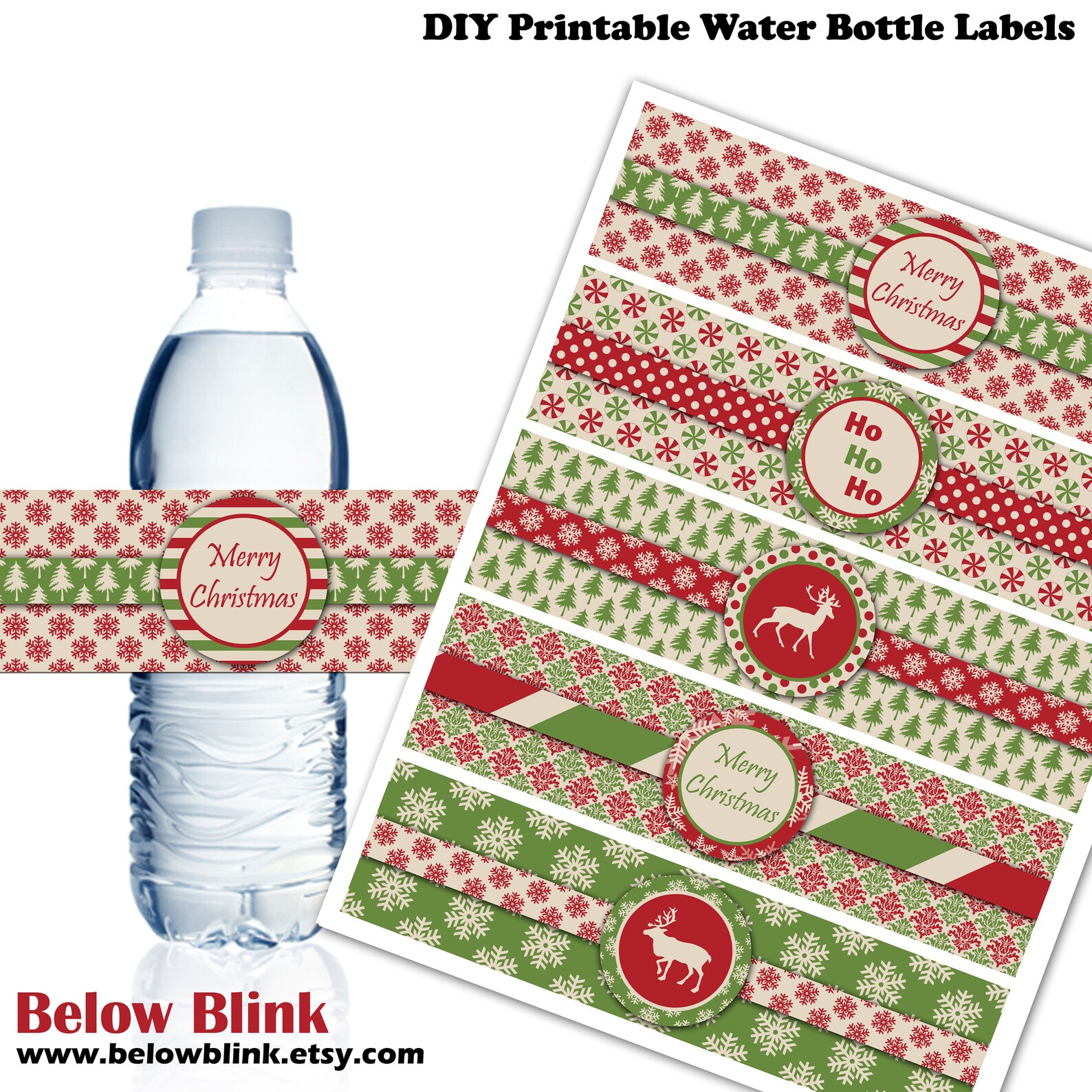 Printable Christmas Water Bottle Labels, Merry Christmas Water Bottle ...