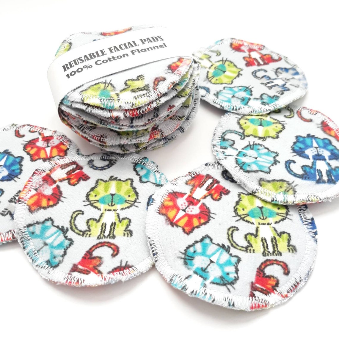 20 Reusable Facial Pads With Finger Pocket, 100% Cotton Flannel ...