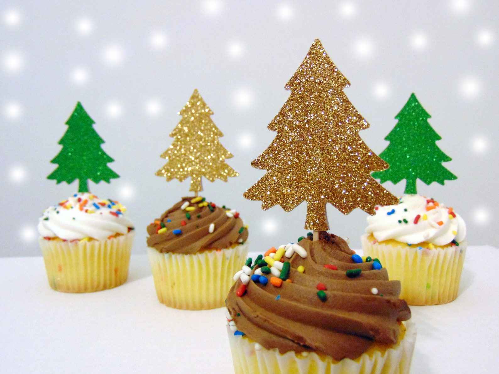 Christmas Tree Cupcake Toppers 12CT Holiday Decorations - Etsy