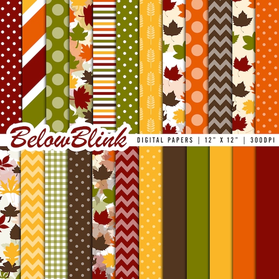 Thanksgiving Digital Paper Autumn Scrapbook Papers - Etsy