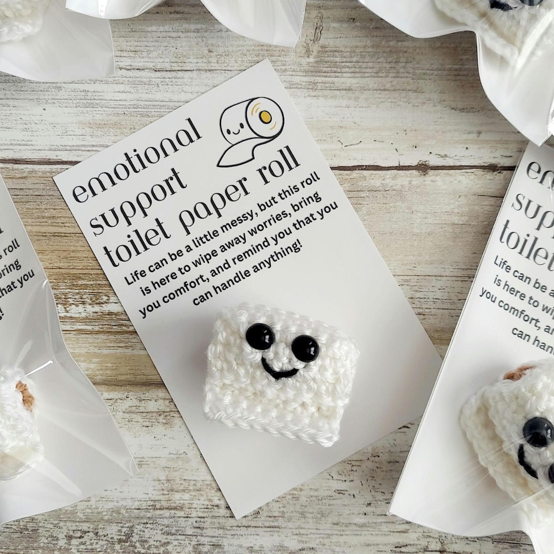 Emotional Support Toilet Paper Roll Crochet Amigurumi Pocket Hug Plush ...